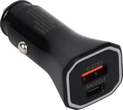 W Dual Autolader Fast Charger USB A En USB C Snellader Zwart Bol Com