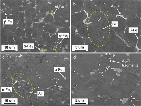 E Se¡sem Micrographs Showing Eutectic Si Phase Fe Bearing And Download Scientific Diagram
