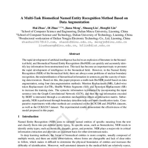 A Multi Task Biomedical Named Entity Recognition Method Based On Data Augmentation Acl Anthology