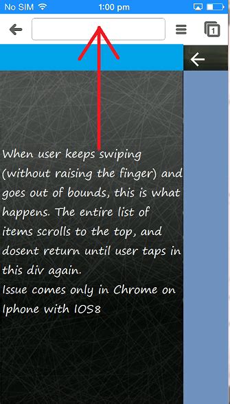 Ios8 Content Bounce Back Issue While Scrolling A Div Upwards Using