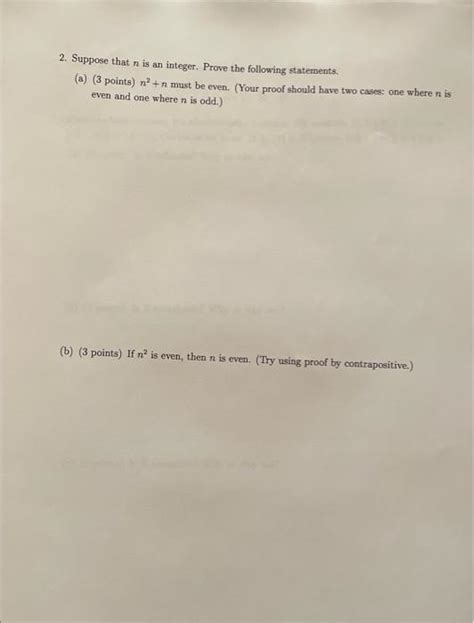Solved Suppose That N Is An Integer Prove The Following Chegg Com