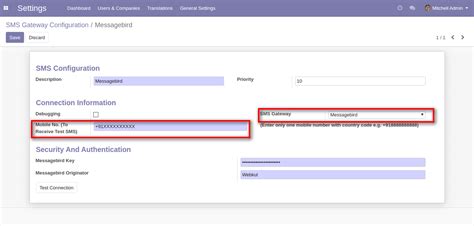 Odoo MessageBird SMS Gateway WebKul