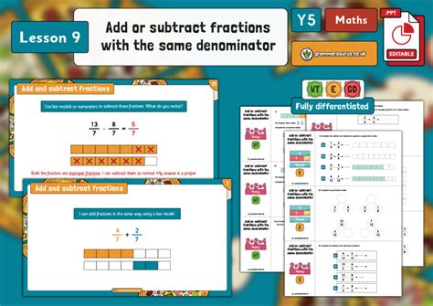 Year 5 Fractions Add Or Subtract Fractions With The Same Denominator Lesson 9 Grammarsaurus