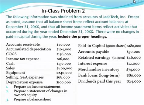 solved in class problem 2 the following information was