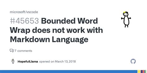 Bounded Word Wrap Does Not Work With Markdown Language · Issue 45653 · Microsoftvscode · Github