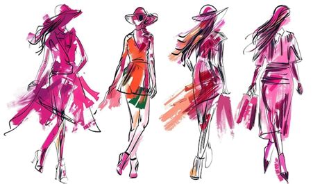 Premium Photo A Sketch Of A Woman In A Pink Dress