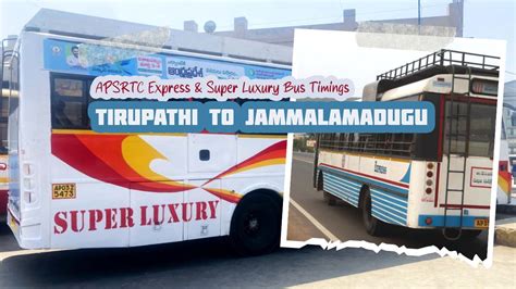 Tirupathi To Jammalamadugu Bus Timings Apsrtc Bus Schedule