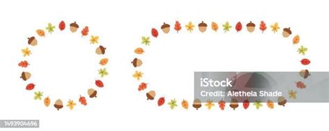 가을 나뭇잎 둥근 프레임 세트입니다 가을 요소의 화환 할로윈 추수 감사절 테두리 템플릿입니다 벡터 그림입니다 0명에 대한 스톡 벡터 아트 및 기타 이미지 Istock