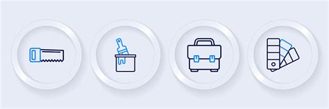 선 색상 팔레트 가이드 도구 상자 브러시가 있는 페인트 통 및 손톱 아이콘을 설정합니다 벡터 건강관리와 의술에 대한 스톡 벡터 아트 및 기타 이미지 Istock