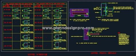 Lintel Reinforcement Details Dwg Various Techniques And Lintel Schedule