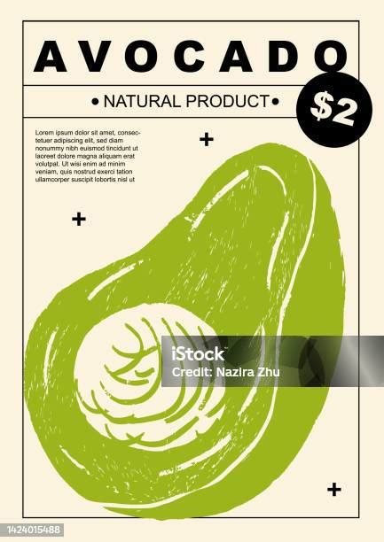 아보카도 추상적 인 그리기 디자인의 과일과 채소 포스터 세트 라벨 또는 포스터 가격표 심플하고 평평한 디자인 패턴과 배경 포스터