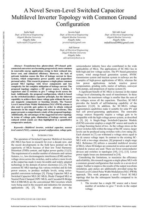 Pdf A Novel Seven Level Switched Capacitor Multilevel Inverter Topology With Common Ground