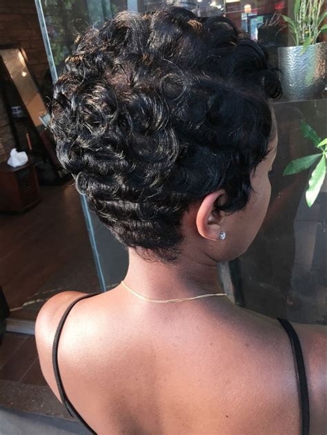 Back View Pin Curls Pixie Cut Curls