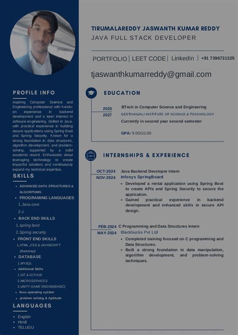 jaswanth kumar reddy tirumalareddy on linkedin my first resume feel