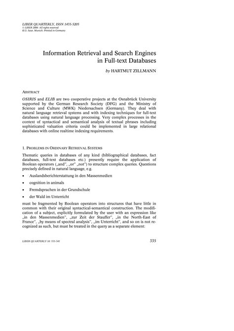 Pdf Information Retrieval And Search Engines In Full Text Databases