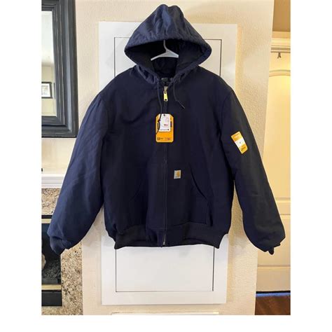 Carhartt Mens M Duck Lined Jacket In Navy Blue Depop
