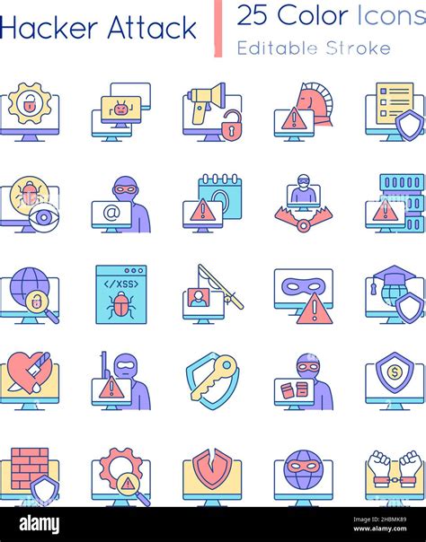 Hacker Attack Rgb Color Icons Set Stock Vector Image And Art Alamy