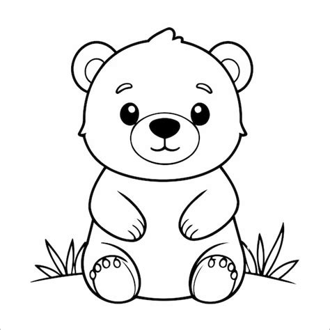 어린이를 위한 귀여운 곰 색칠 공부 페이지 프리미엄 벡터