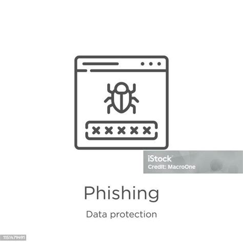 데이터 보호 컬렉션에서 피싱 아이콘 벡터입니다 얇은 라인 피싱 개요 아이콘 벡터 일러스트 레이 션입니다 웹 사이트 디자인 및 모바일 앱 개발을 위한 개요 얇은 라인 피싱