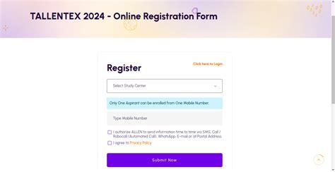 Allen Tallentex Registration Important Dates Fees Registration Form