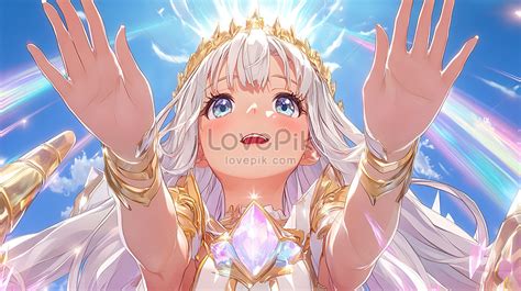 백발의 여신 일러스트 무료 다운로드 Lovepik