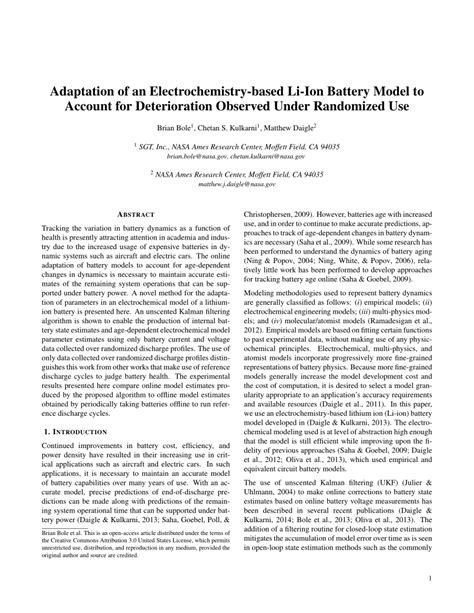 Pdf Adaptation Of An Electrochemistry Based Li Ion Battery Model To Account For Deterioration