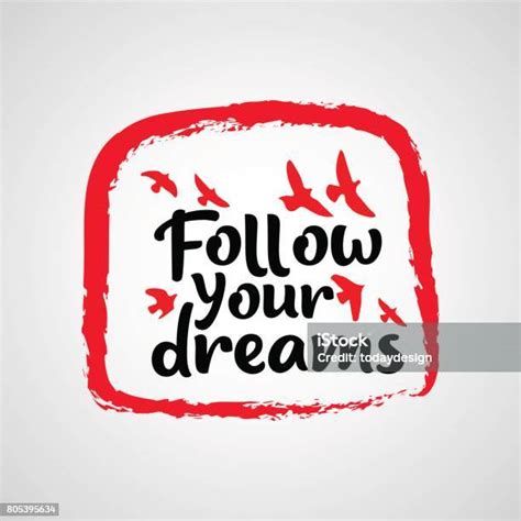 당신의 꿈을 따르십시오 벡터 일러스트입니다 손으로 그린 카드 T셔츠 템플릿 배너 엽서 포스터 디자인에 대 한 서 예 동기 부여 개념 0명에 대한 스톡 벡터 아트 및 기타