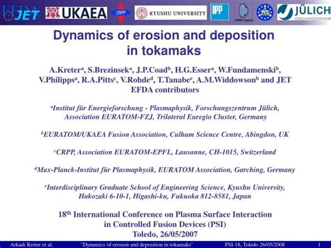 Ppt Dynamics Of Erosion And Deposition In Tokamaks Powerpoint Presentation Id5190272