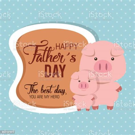 Happy Fathers Day Card With Pigs Stock Illustration Download Image