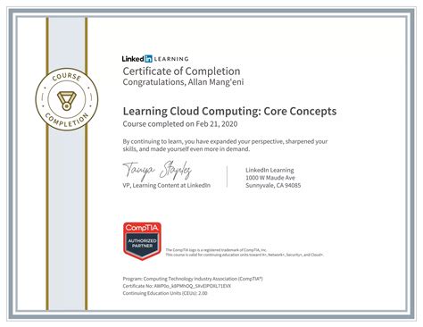 Certificate Of Completion Learning Cloud Computing Core Concepts Pdf
