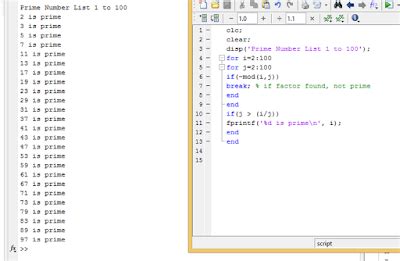 Write A MATLAB Program For Display Prime Numbers To Using For Loop And Break SourceCodePoint