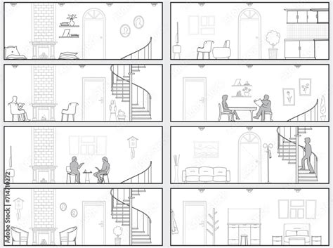 Continuous Seamless Pattern In The Shape Of Architectural Section Technical Sketching Of A