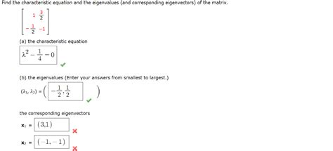 solved find the characteristic equation and the eigenvalues