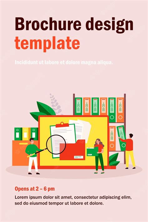 Premium Vector People Taking Documents From Shelves Using Magnifying Glass And Searching