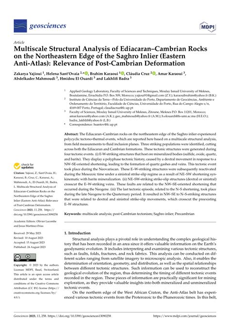 Pdf Multiscale Structural Analysis Of Ediacarancambrian Rocks On The