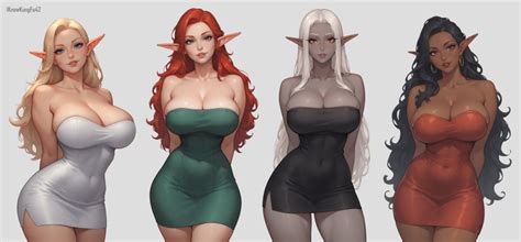 Rule 34 Ai Generated Blonde Hair Dark Skin Dressed Elves Fantasy