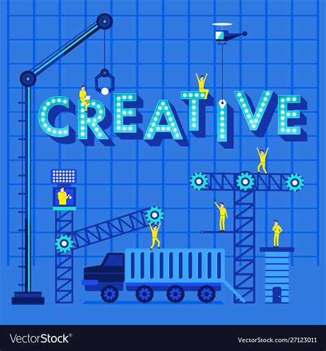 Construction Site Crane Building Concept Text Vector Image