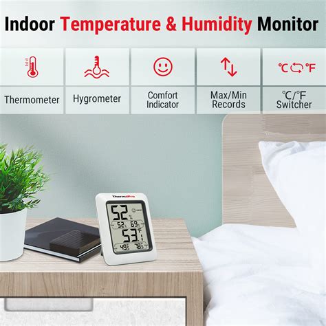 Thermopro Tp50 2 Pieces Digital Hygrometer Indoor Thermometer Room Thermometer