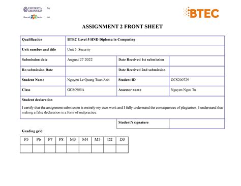 1623 Gcs2007 29 Nguyen Le Quang Tuan Anh Assignment 2 Assignment 2 Front Sheet Qualification