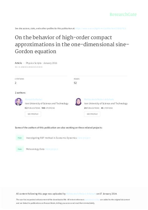 Pdf On The Behavior Of High Order Compact Approximations In The One