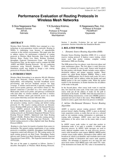 Pdf Performance Evaluation Of Routing Protocols In Wireless Mesh Networks
