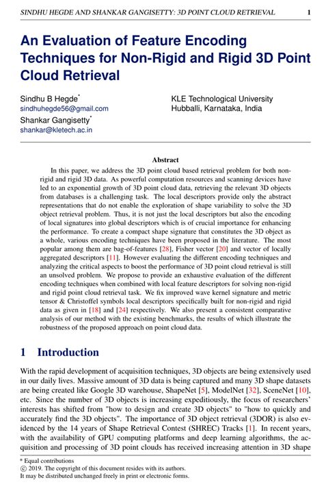 pdf an evaluation of feature encoding techniques for non rigid and
