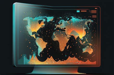 Premium Ai Image World Map Displayed On A Computer Screen For Global