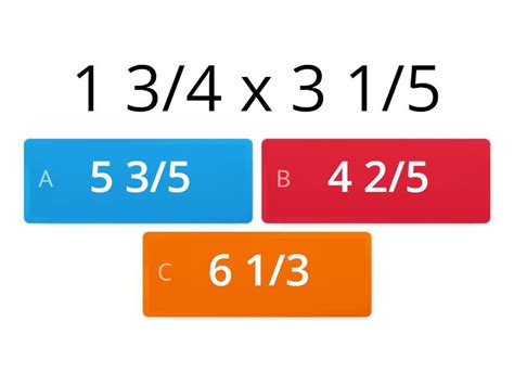 Multiplying Mixed Numbers Quiz