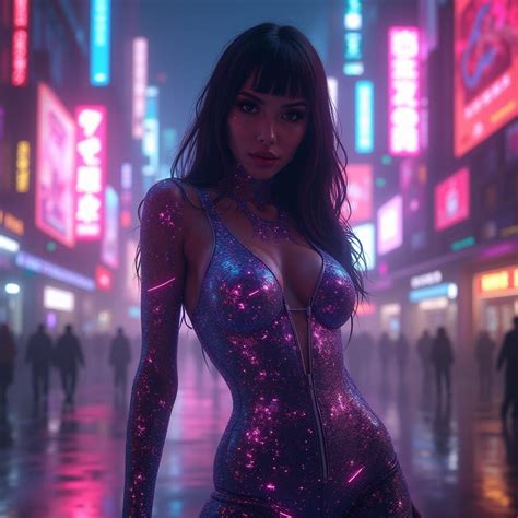 Cyberpunk Goddess In Neon Metropolis Ai Art