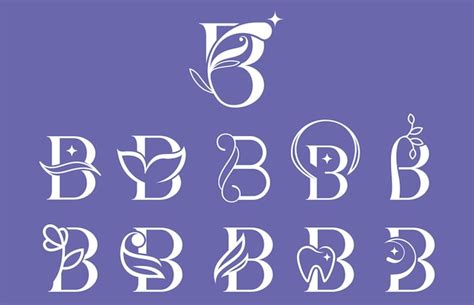 아름다움 화장품 스파 우아한 로고 문자 B 세트 프리미엄 벡터