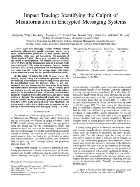 2 Impacttracing Identifying The Culprit Of Misinformation In Encrypted Messaging Systems Pdf