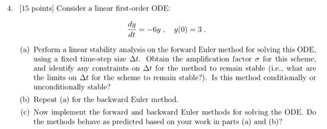 Solved 4 [15 Points Consider A Linear First Order Ode Di