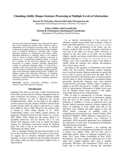Pdf Chunking Ability Shapes Sentence Processing At Multiple Levels Of