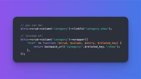 Backpack For Laravel On Linkedin New In V6 Setup Column Links Using